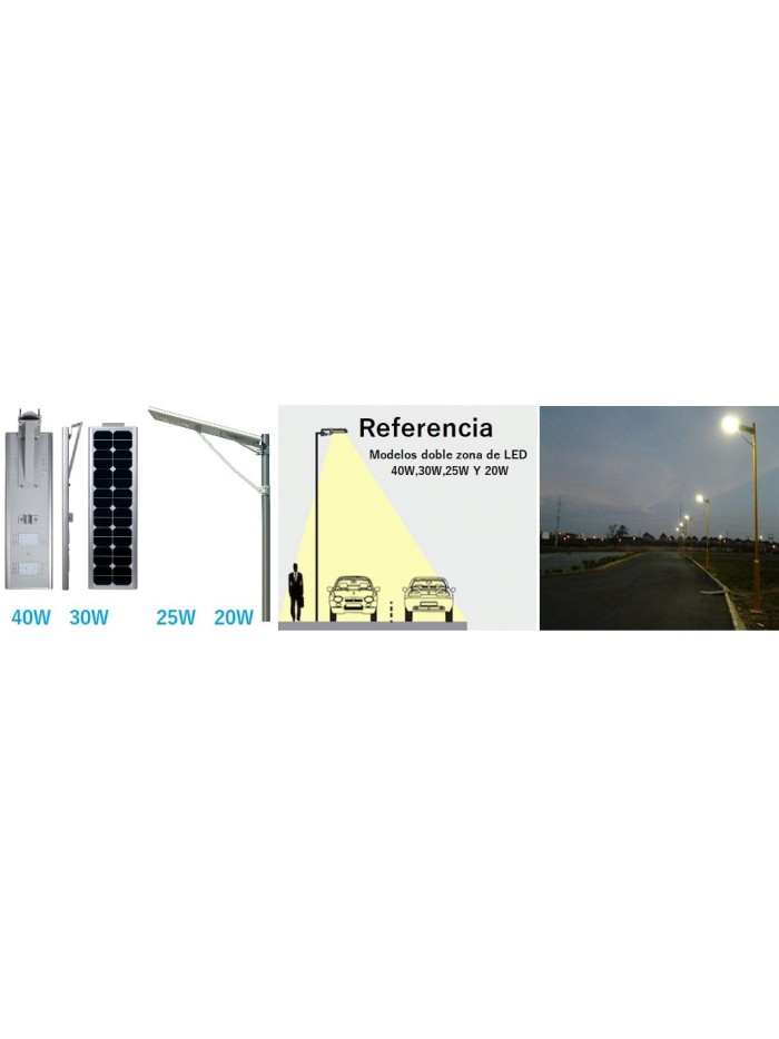 Luminarias Led Solares 30W Serie AIO Panel Solar Integrado Alumbrado Público All In One